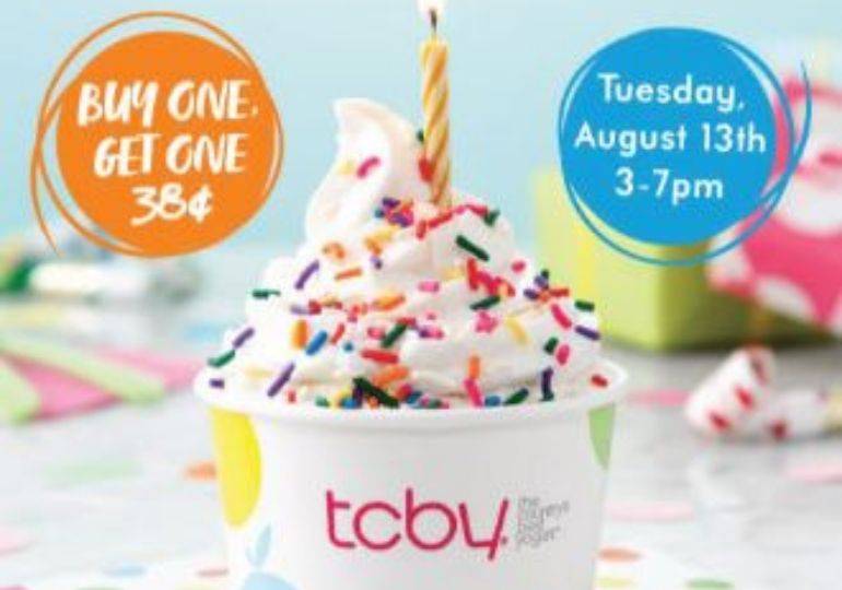 TCBY has Buy 1, Get 1 Frozen Yogurt for $0.38 TODAY ONLY!