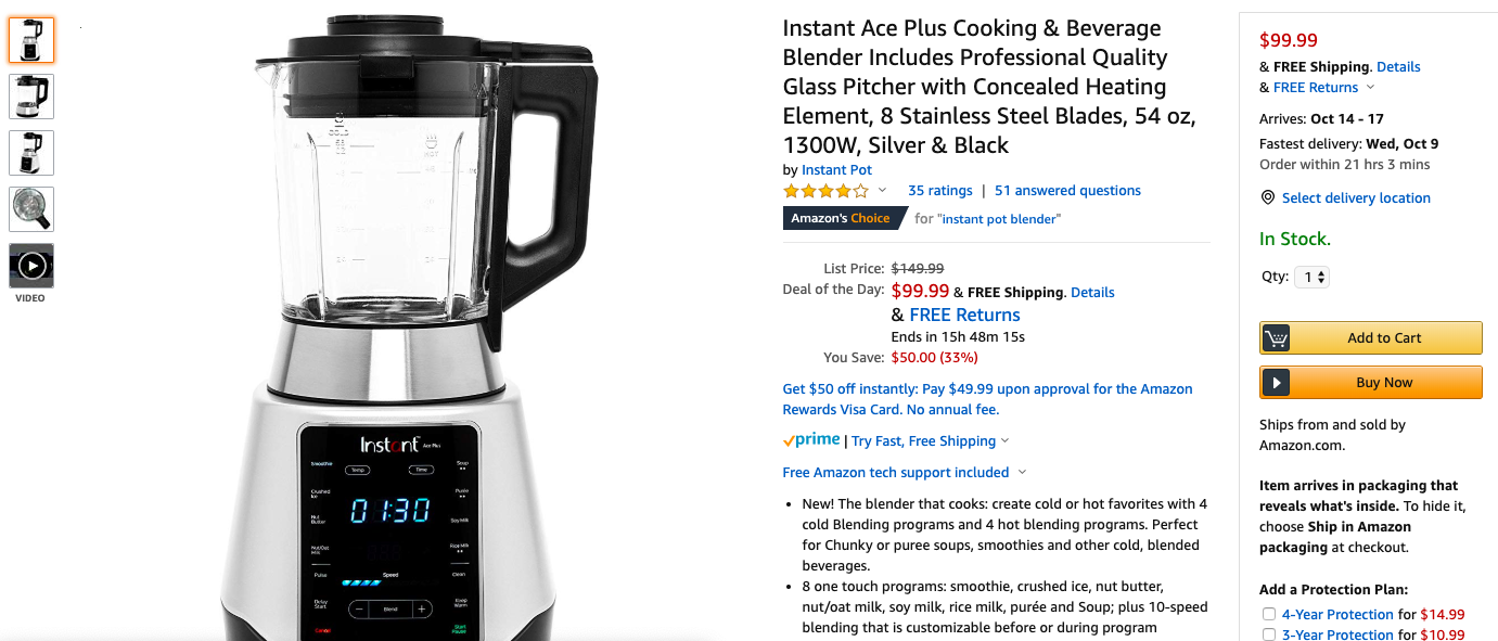 Instant Pot Ace Plus Blender on Sale at Amazon for $99.99