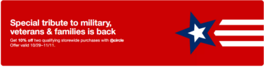 Target Veterans Day Military Discount | TWO 10% Off coupons